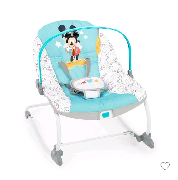 Disney | Other | Mickey Mouse Baby Rocker Teal And White | Poshmark